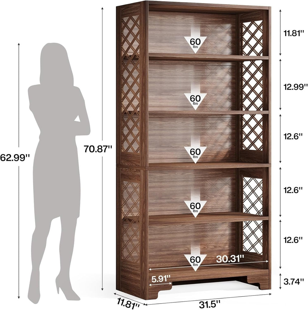 Tribesigns Modern 6-Tier Bookcase with Floating Shelf & X-Design-Tribesigns