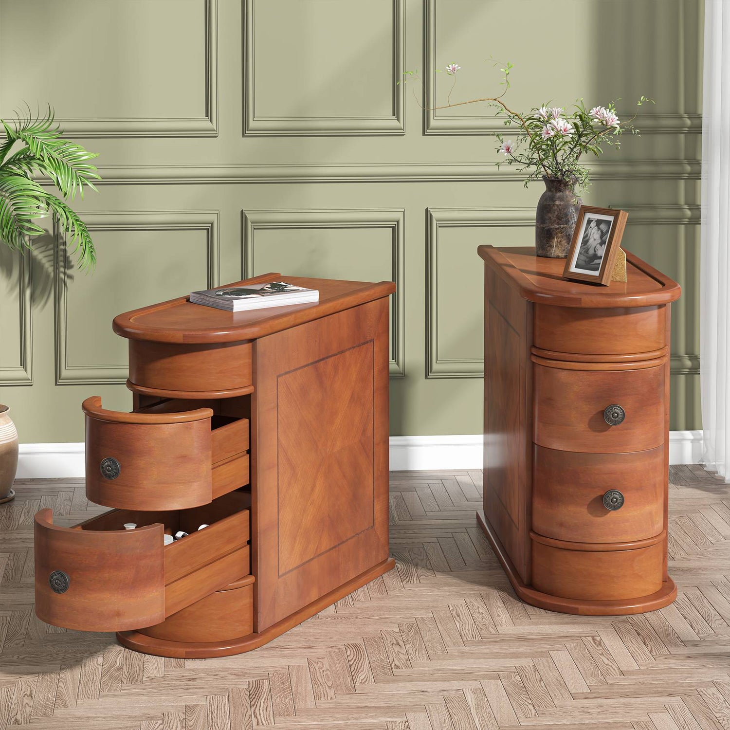 Tribesigns End Table, Sofa Bedside Narrow Accent Tables with 2 Drawers ...